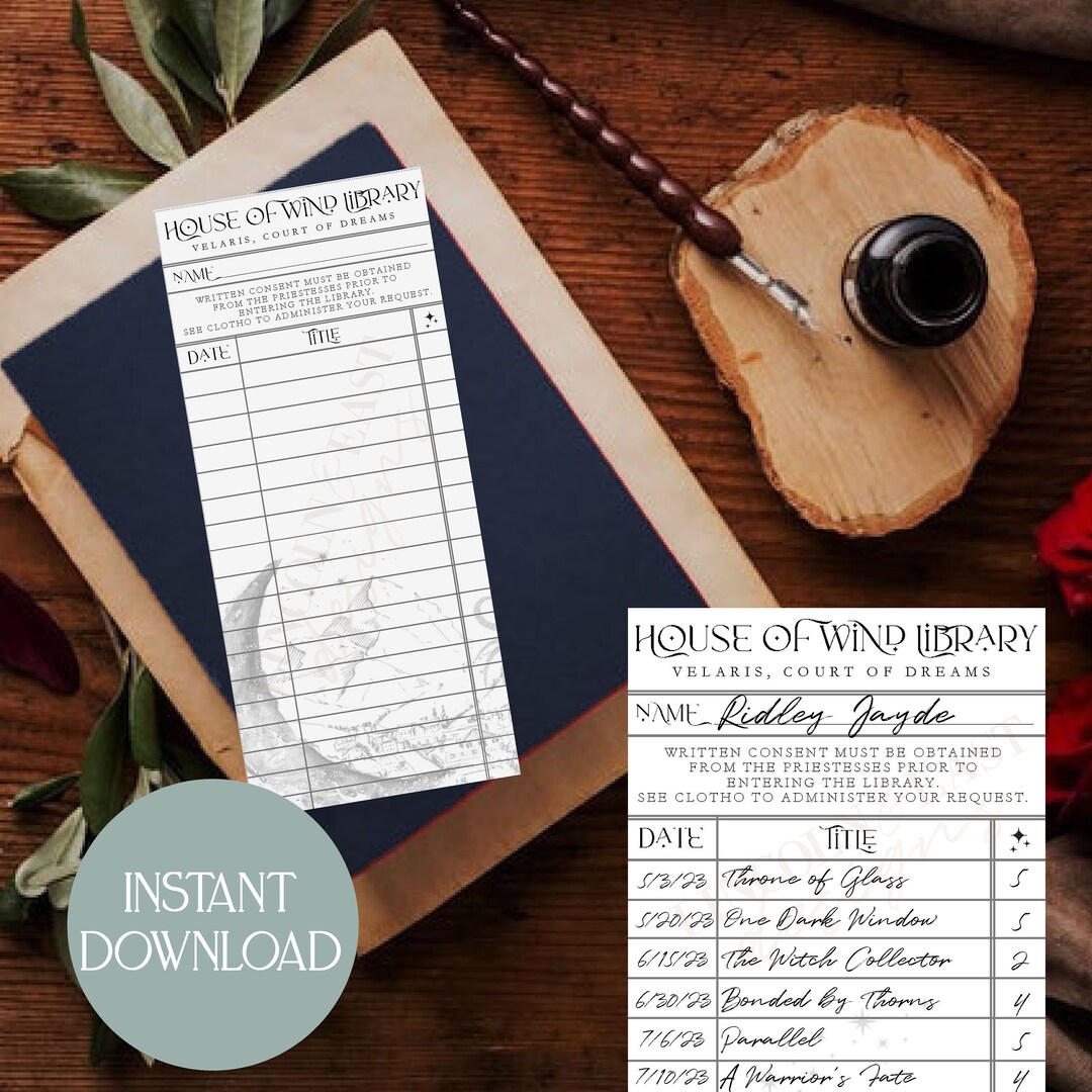 ACOTAR Inspired Vintage Library Card Bookmarks - Etsy