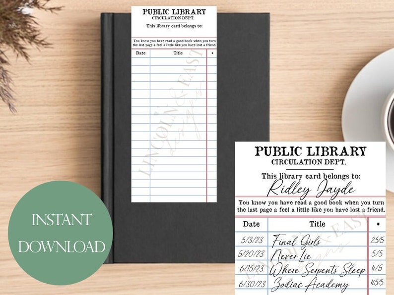 Reading List Bookmark | Library Card Bookmark | Vintage Library ...
