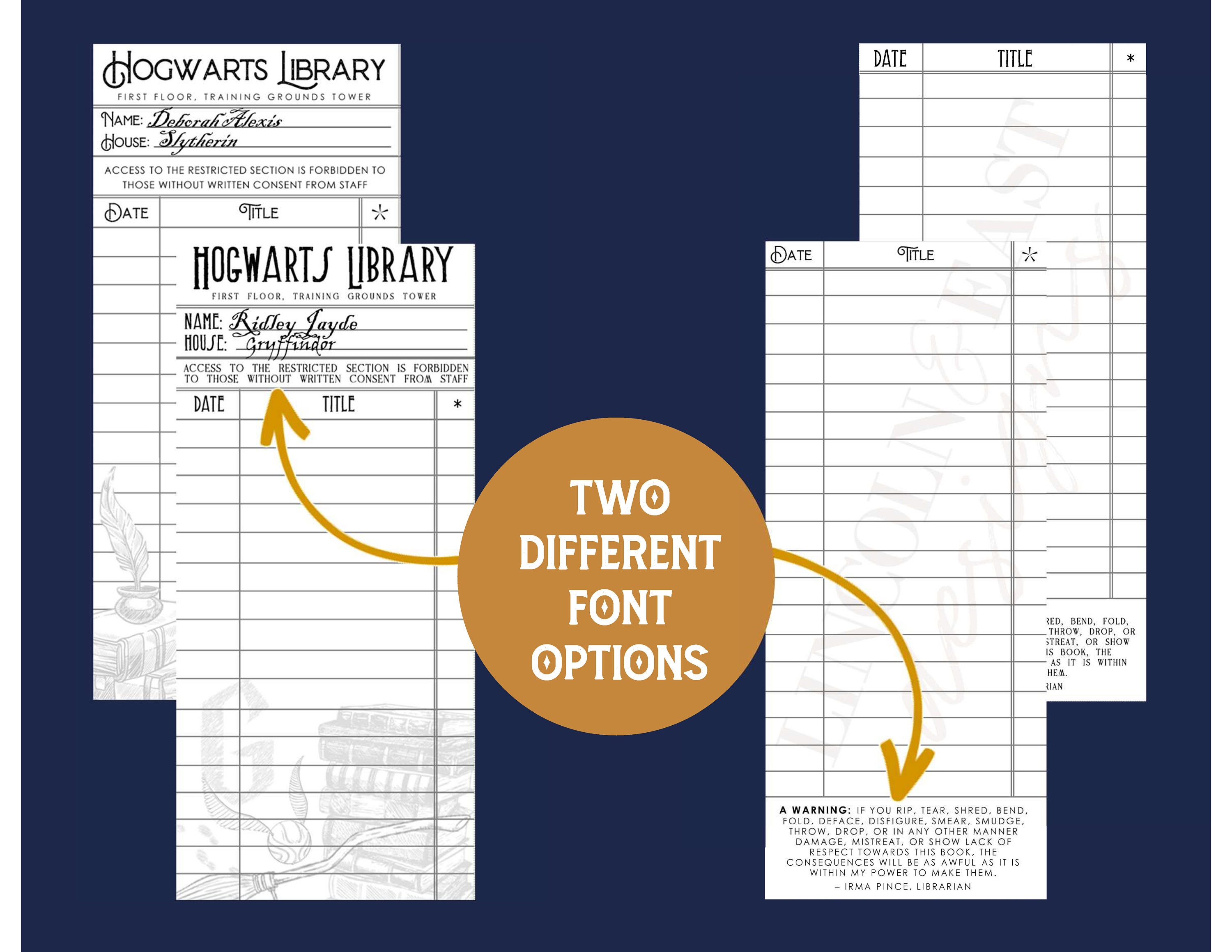 Wizard Inspired Vintage Library Card Bookmarks - Etsy