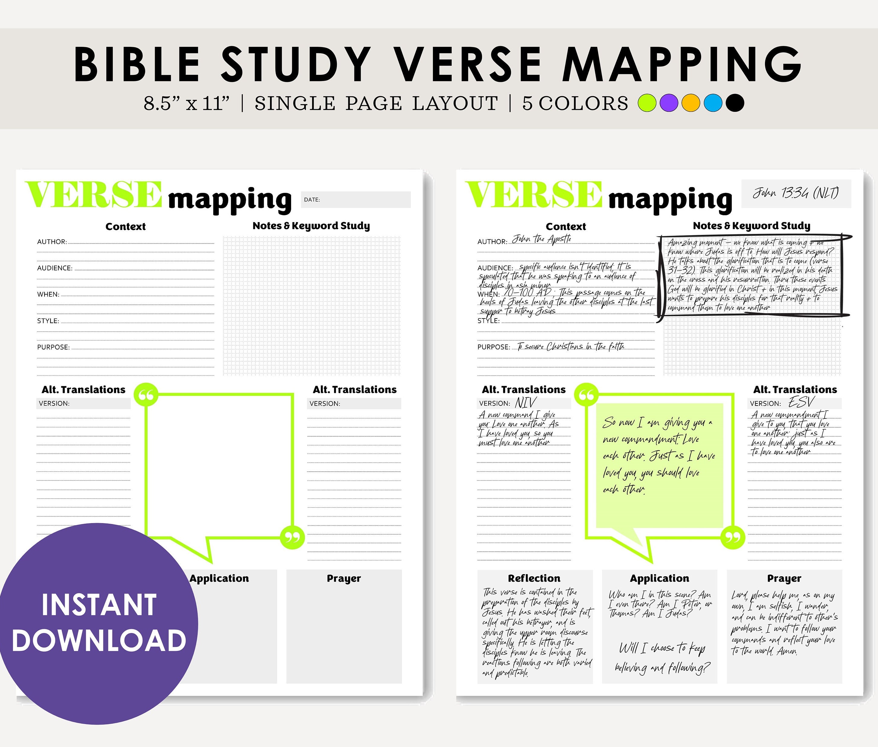 Bible Verse Mapping Printable | Verse Mapping Instant Download | Bible ...
