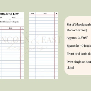Reading List Bookmark | Library Card Bookmark | Vintage Library ...