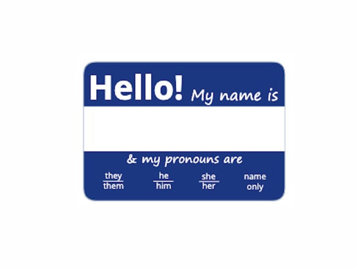 Pronoun Name Tag Dark Blue Sheet of 8 Instant Download - Etsy