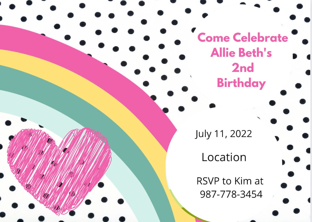 Rainbow Polka Dot Birthday Invitation - Etsy
