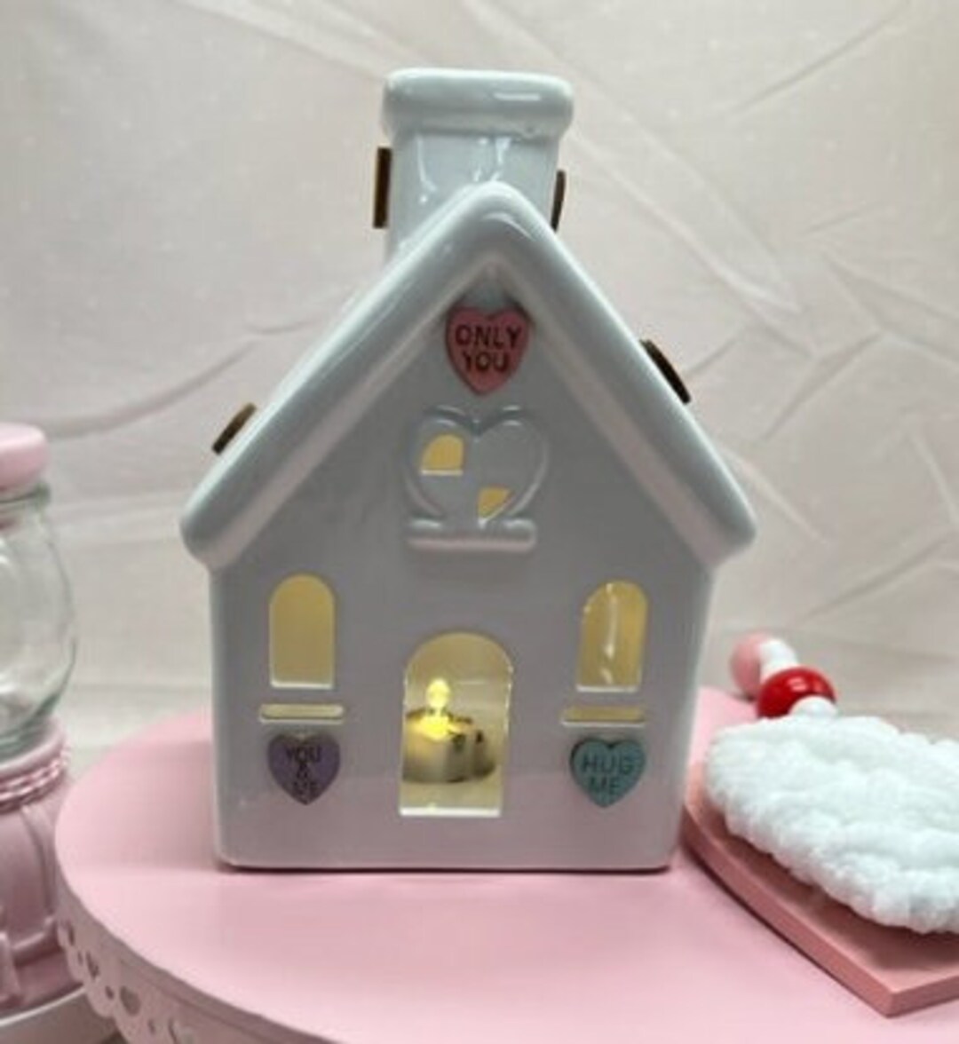 Light up Ceramic House With Conversation Heart Decorations - Etsy