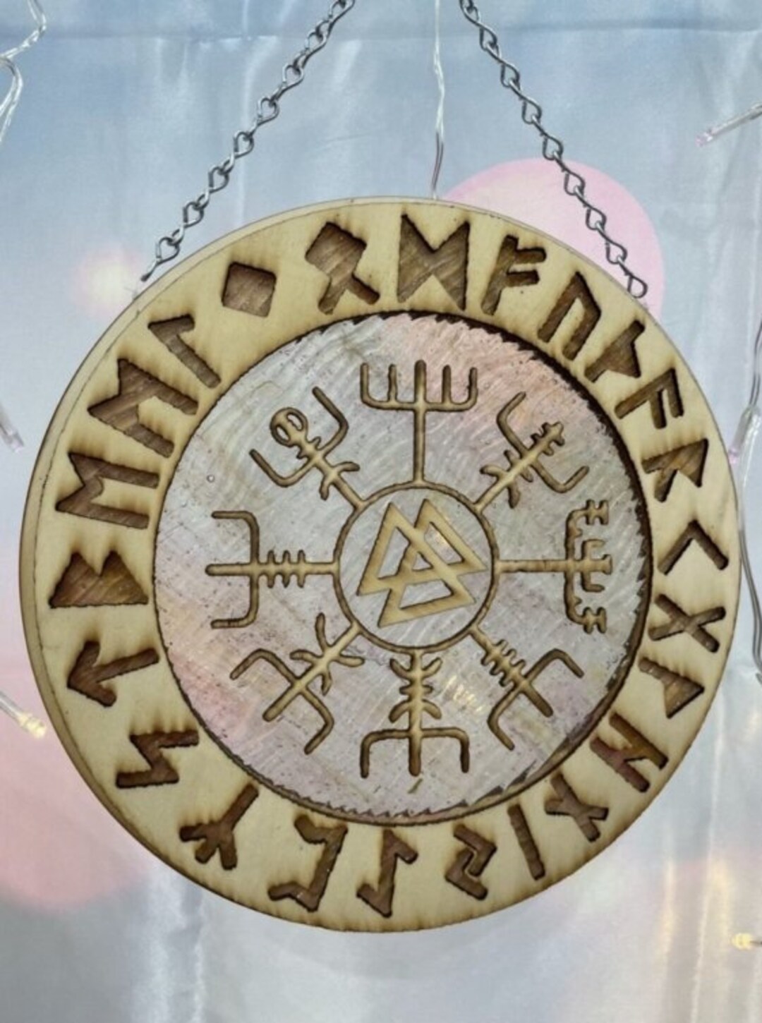 Stain Glass Wood Compass Viking Wall Window Hanging Suncatcher - Etsy