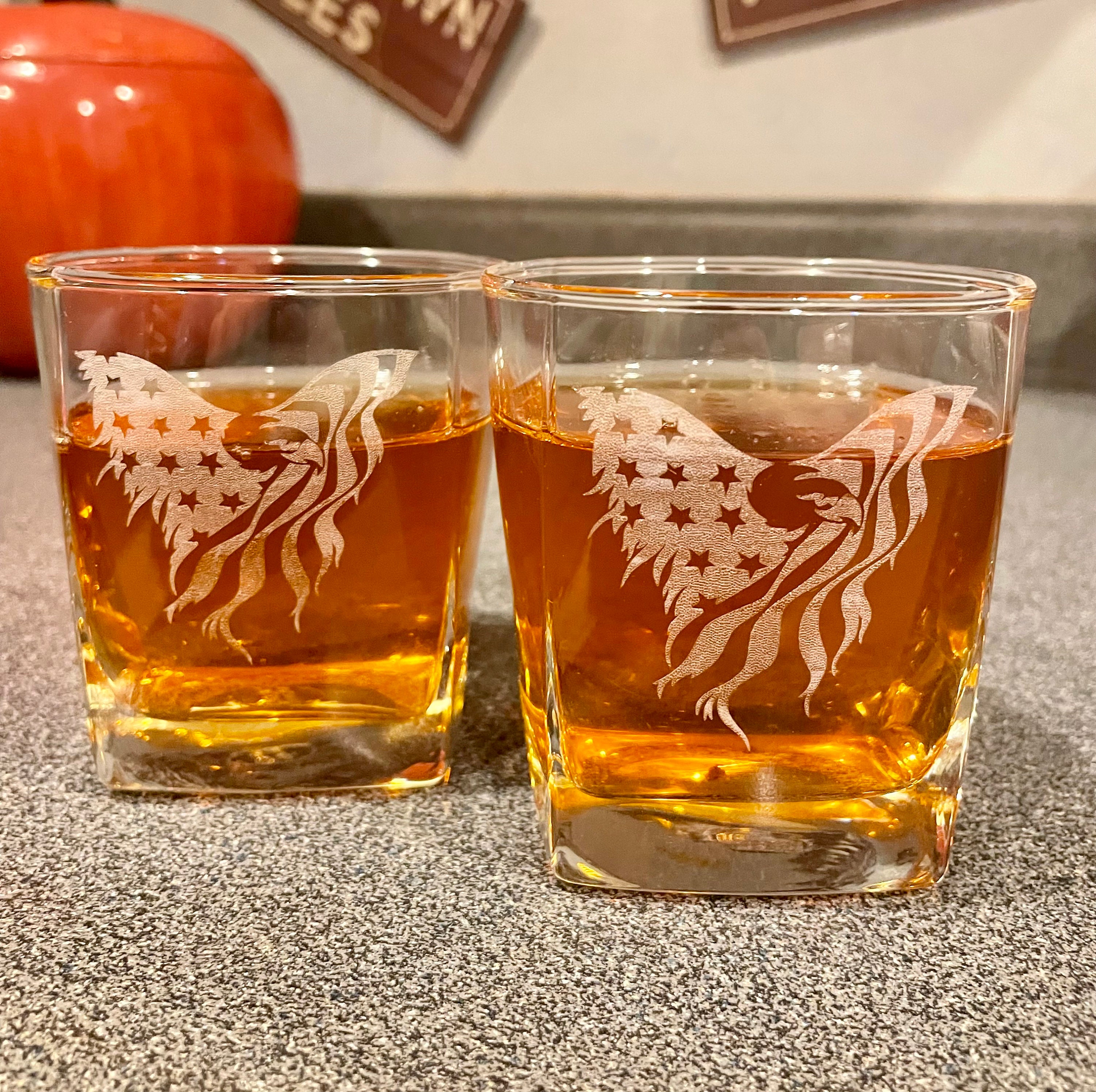 American Eagle Decanter Glasses Flask Coasters Whiskey Scotch Bourbon ...