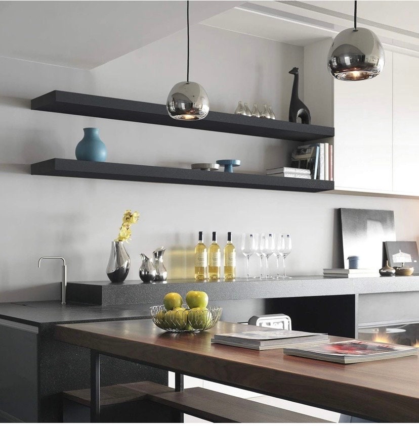 Set of 3 Black Floating Shelves - Etsy