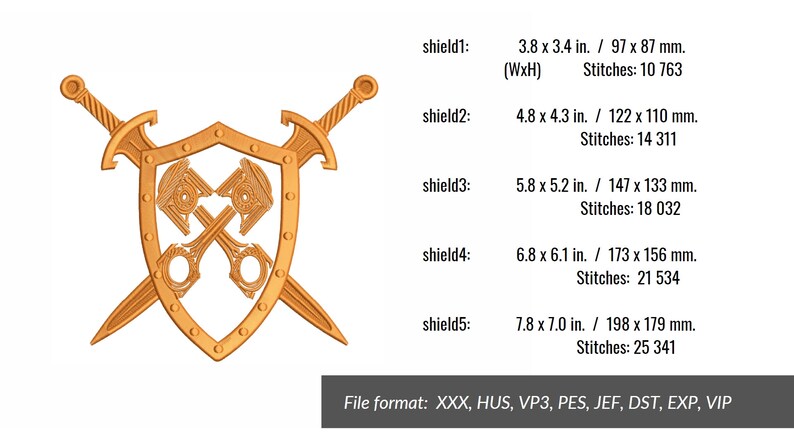 Swords and Shield Machine Embroidery Design. 5 Sizes. Shield - Etsy