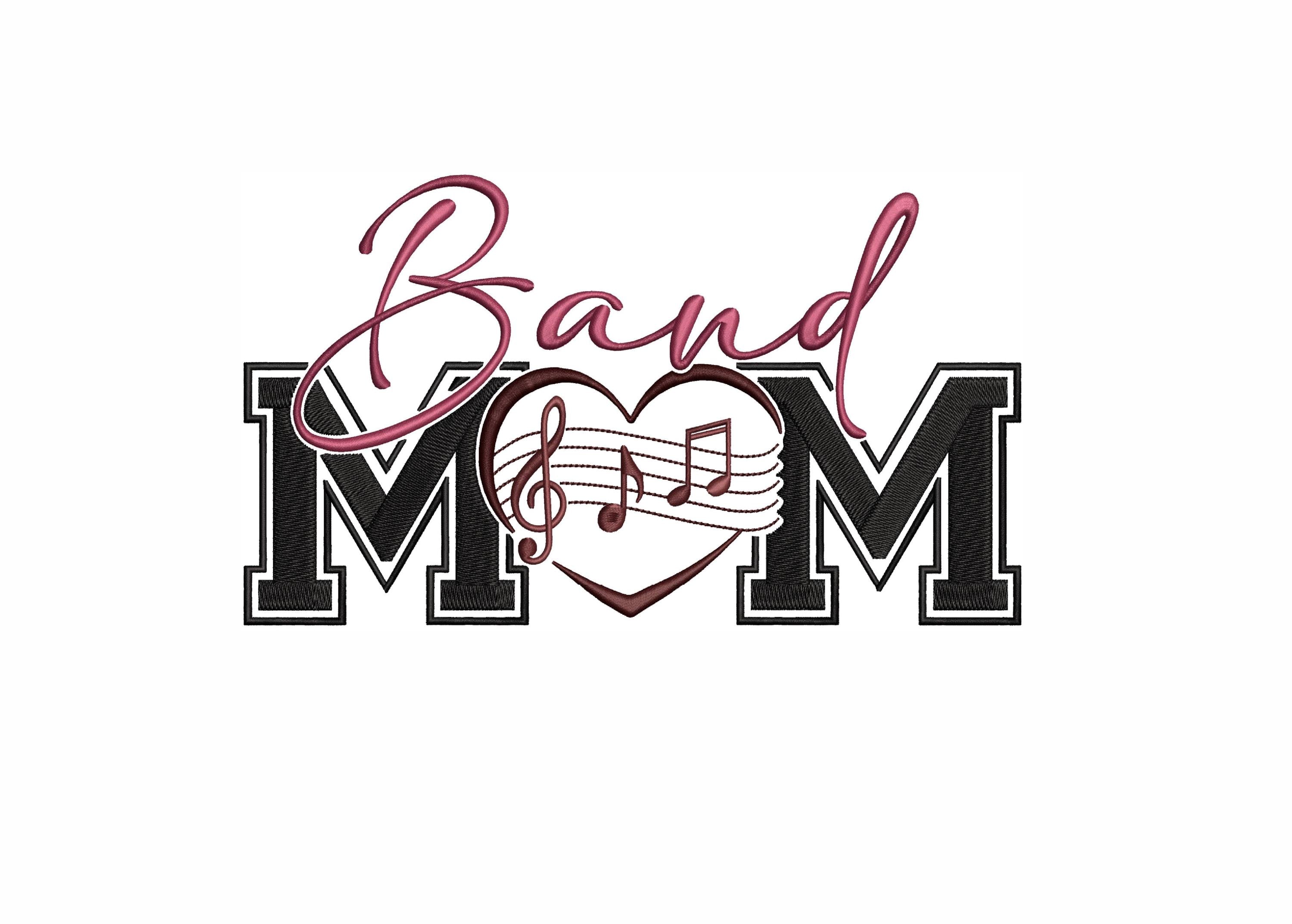 Band Mom Embroidery Design 7 Sizes. Music Heart Treble Clef Notes ...