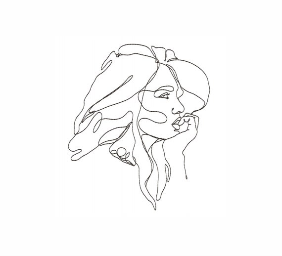 Girl Machine Embroidery Design. 5 Sizes. One Line Embroidery - Etsy
