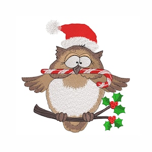 Christmas Owl Machine Embroidery Design. 4 Sizes. Christmas Bird ...