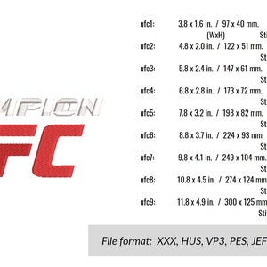 UFC Machine Embroidery Design. 9 Sizes. Sport Embroidery Design - Etsy