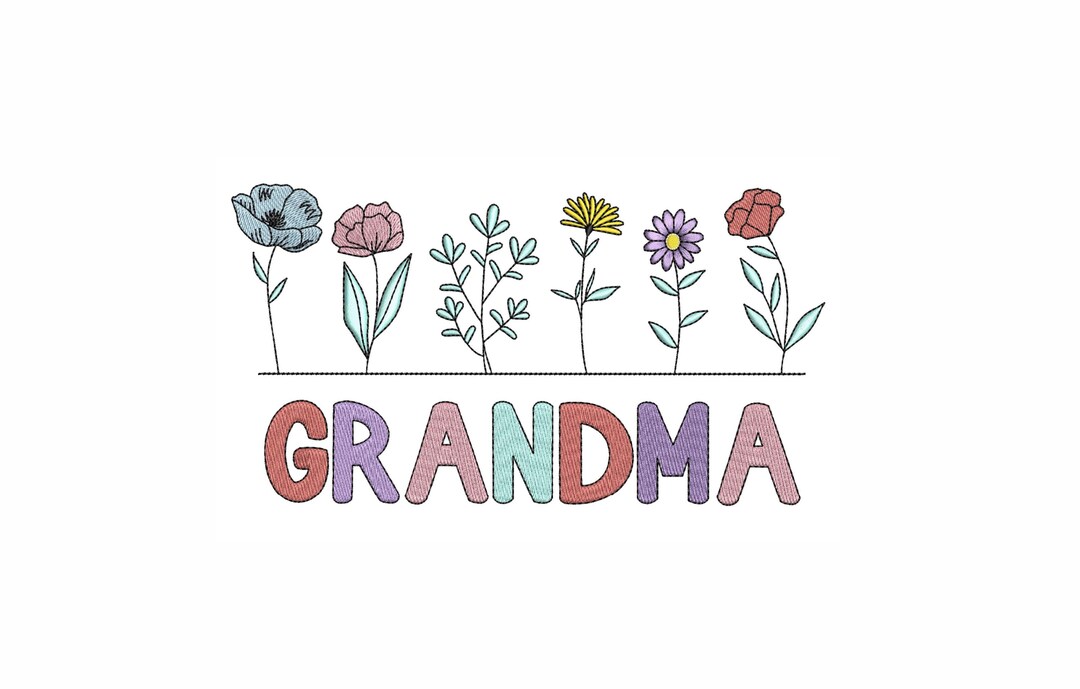 Grandma Machine Embroidery Design. 5 Sizes. Wild Flowers Embroidery ...