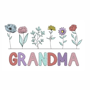 Grandma Machine Embroidery Design. 5 Sizes. Wild Flowers Embroidery ...