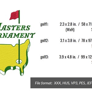 Masters Golf Party Machine Embroidery Design. 3 Sizes. Masters Party ...