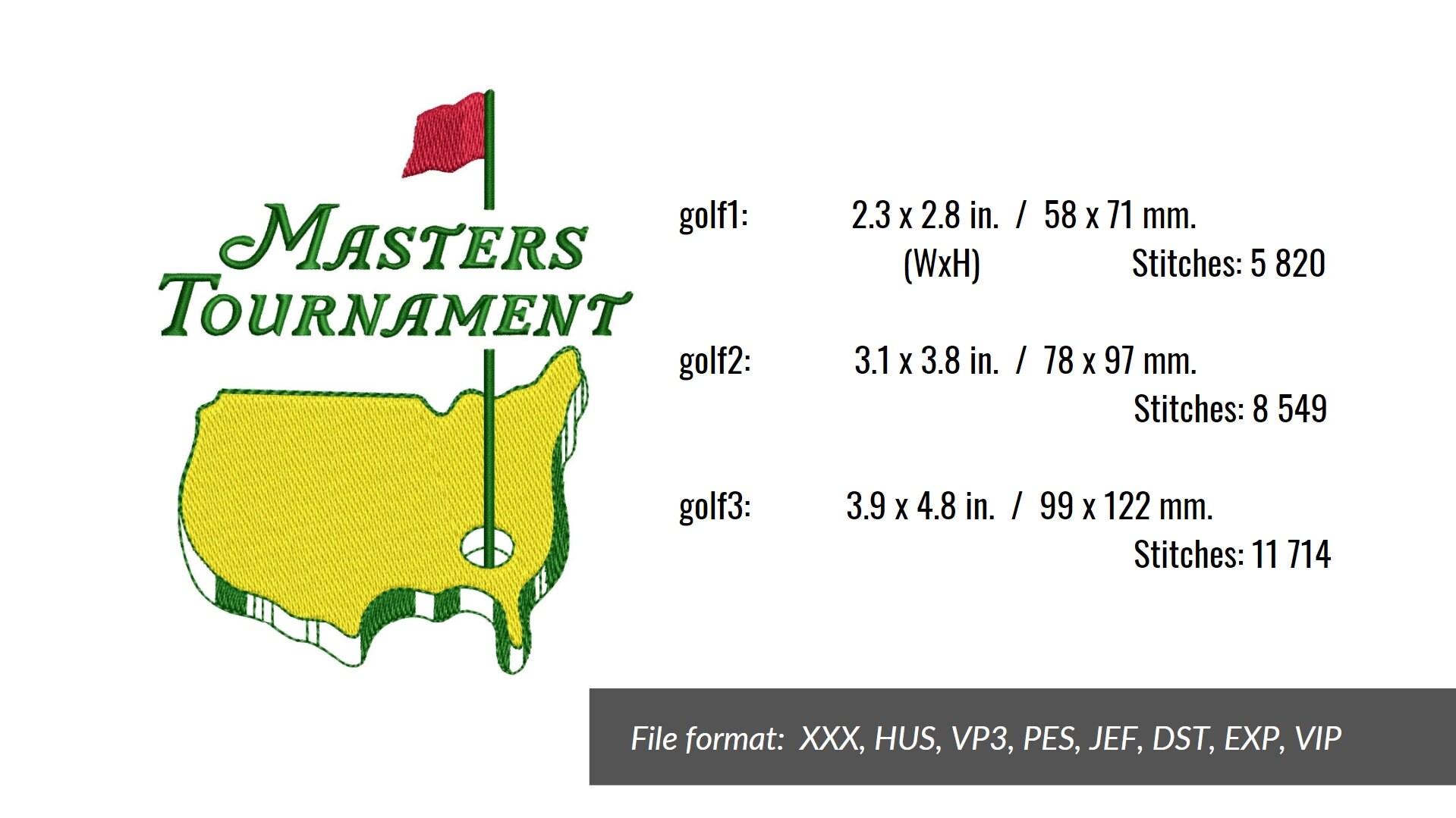 Masters Golf Party Machine Embroidery Design. 3 Sizes. Masters Party ...