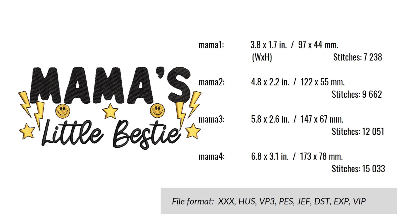 Mamas Little Bestie Machine Embroidery Design. 4 Sizes. Embroidery for ...