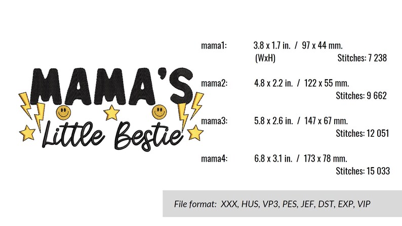 Mamas Little Bestie Machine Embroidery Design. 4 Sizes. Embroidery for ...