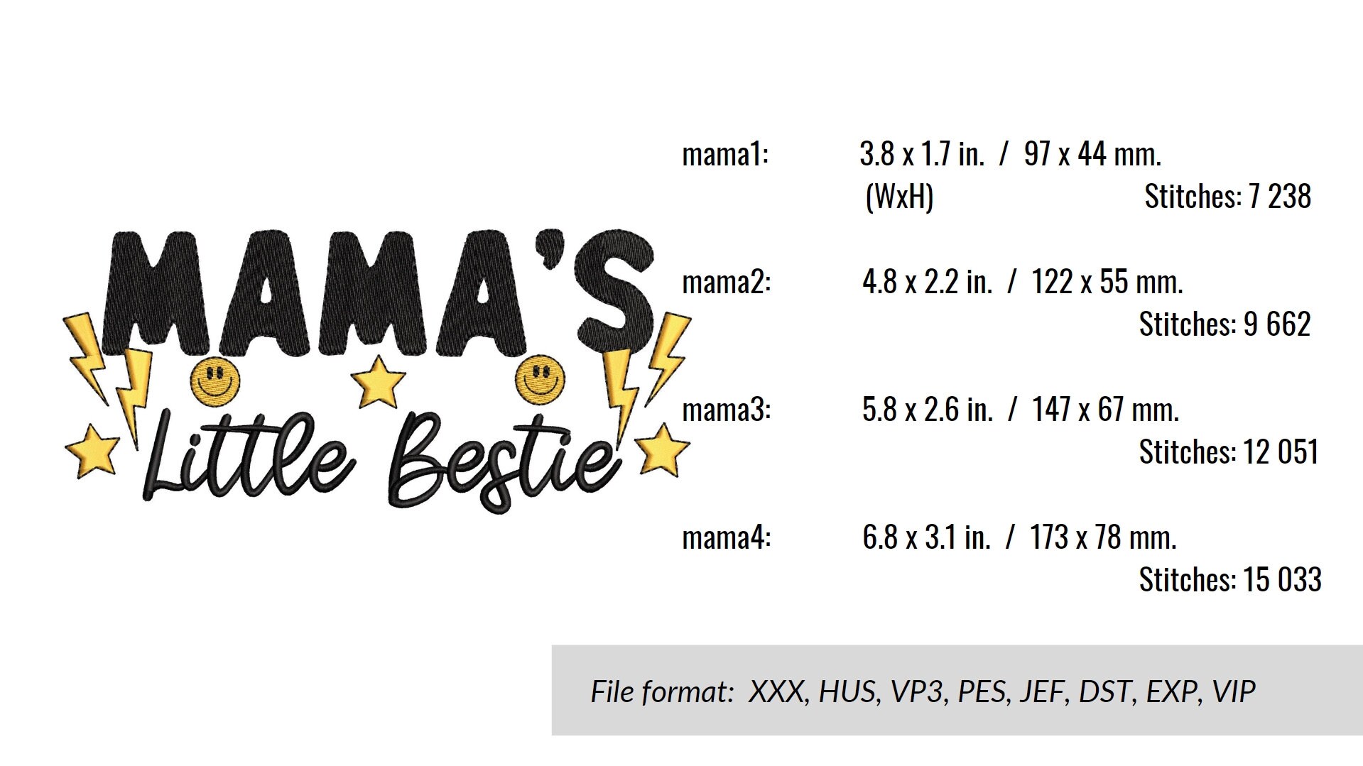 Mamas Little Bestie Machine Embroidery Design. 4 Sizes. Embroidery for ...