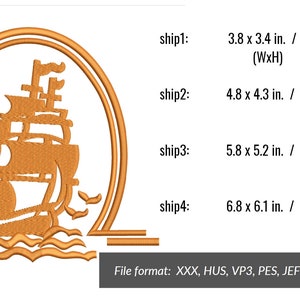 Ship Machine Embroidery Design. 4 Sizes - Etsy