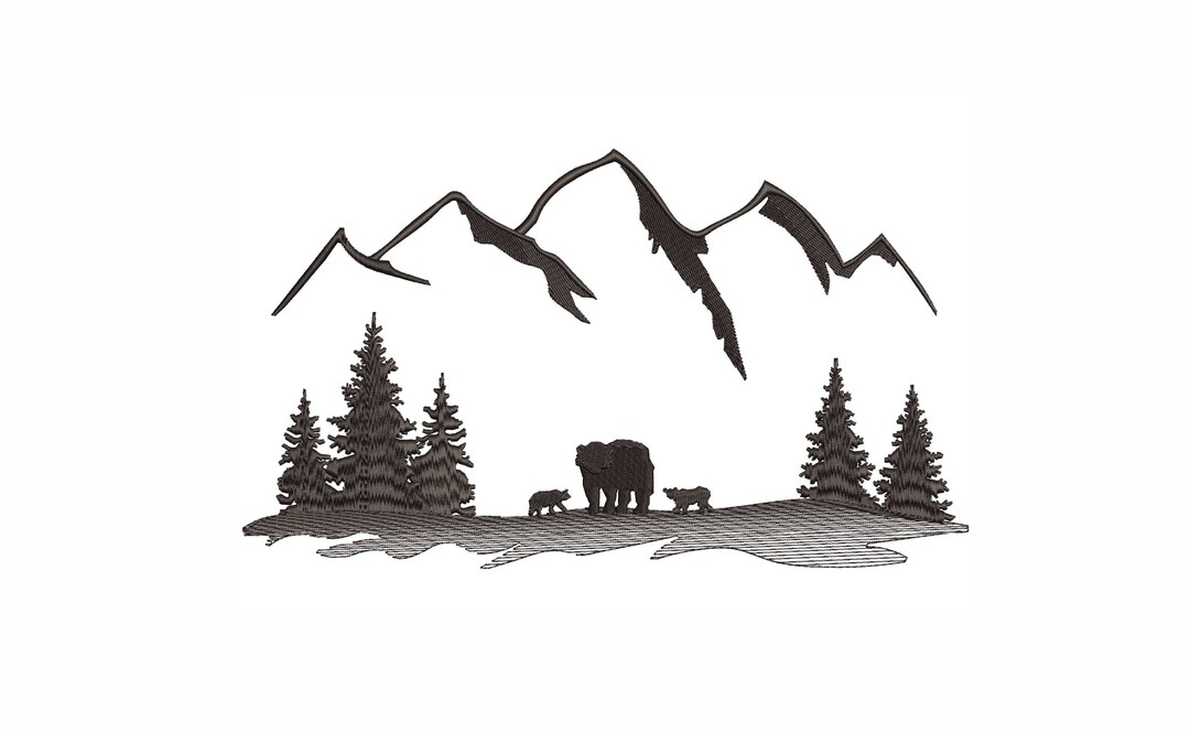Forest Machine Embroidery Design. 7 Sizes. Mountains Embroidery Design ...