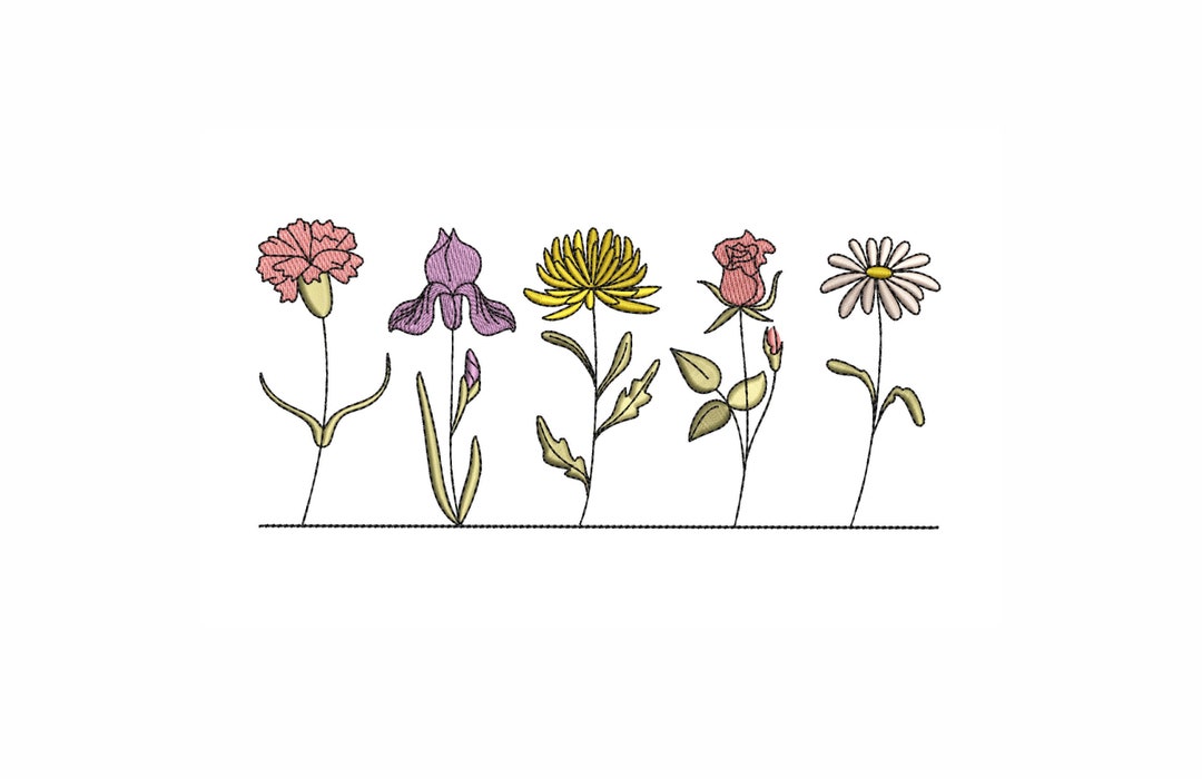 Wild Flowers Machine Embroidery Design. 4 Sizes. Floral Embroidery ...