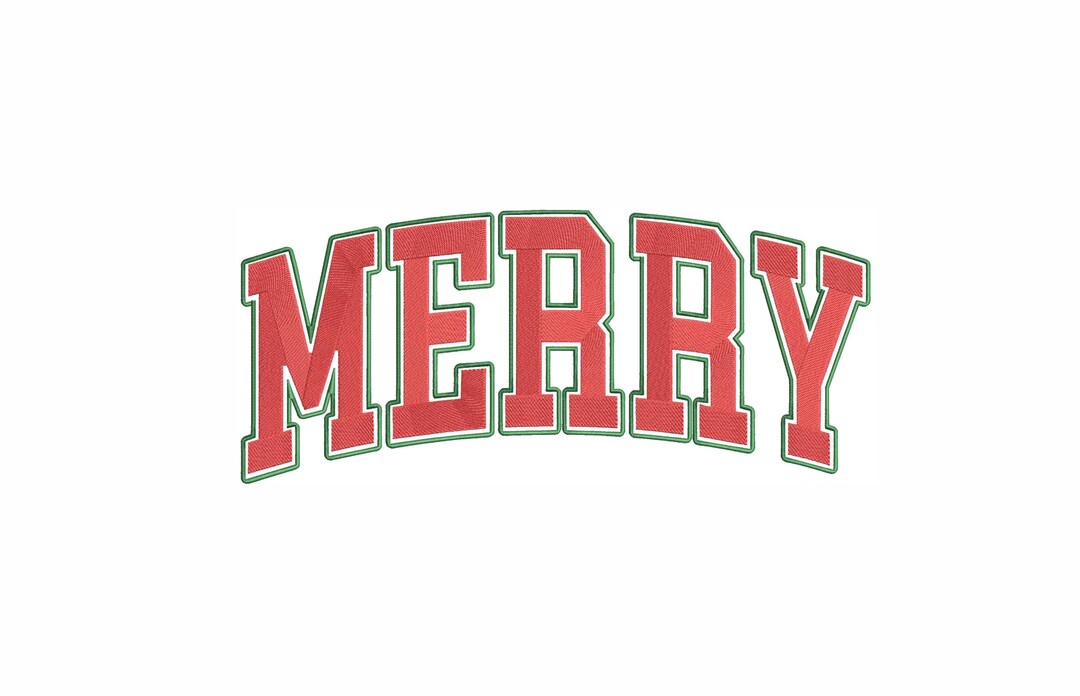 Merry Big Sizes Machine Embroidery Design. 4 Sizes. Merry Varsity ...