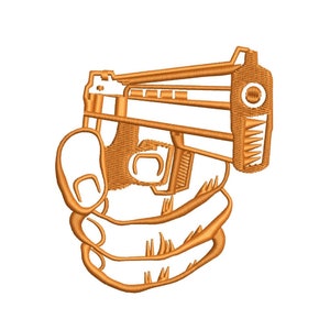 Gun in Hand Machine Embroidery Design. 4 Sizes. Weapon Embroidery ...