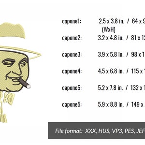 Al Capone Machine Embroidery Design. 6 Sizes. Gangster Embroidery ...