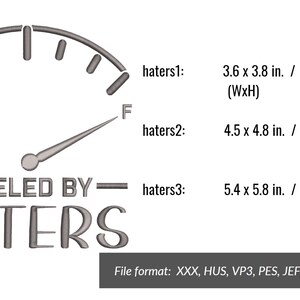 Fueled by Haters Machine Embroidery Design. 3 Sizes. Haters Embroidery ...