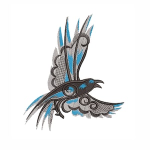 Bird Machine Embroidery Design. 5 Sizes. Crow Embroidery Design - Etsy