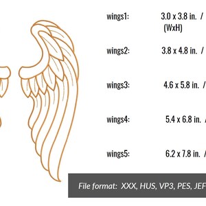 Wings Machine Embroidery Design. 5 Sizes. Angel Wings Embroidery Design. Digital Download ...