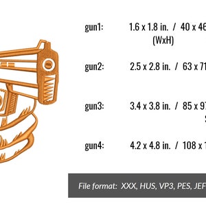 Gun in Hand Machine Embroidery Design. 4 Sizes. Weapon Embroidery ...