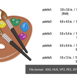 Color Palette Machine Embroidery Design. 5 Sizes. Painter's Palette ...