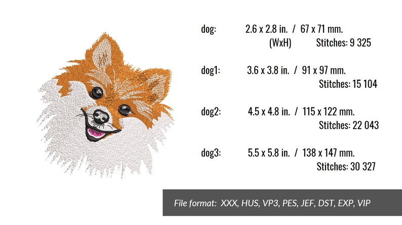 Pomeranian Dog Machine Embroidery Design. 4 Sizes. Pet - Etsy