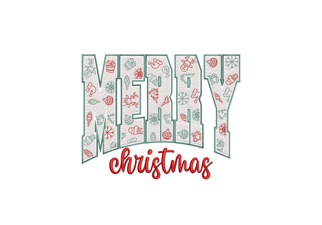 Merry Christmas Big Sizes Machine Embroidery Design. 3 Sizes. Merry ...