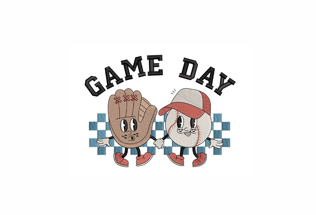 Baseball Game Day Machine Embroidery Design. 4 Sizes. Retro Baseball ...