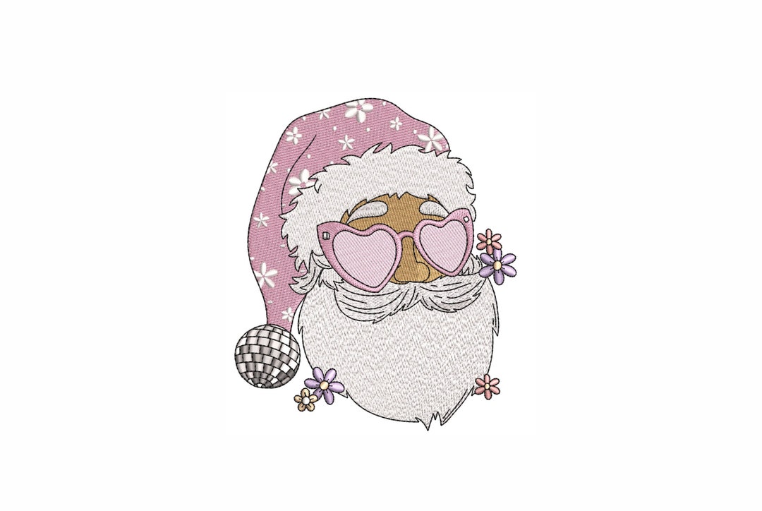 Disco Santa Claus Machine Embroidery Design. 3 Sizes. Preppy Santa ...