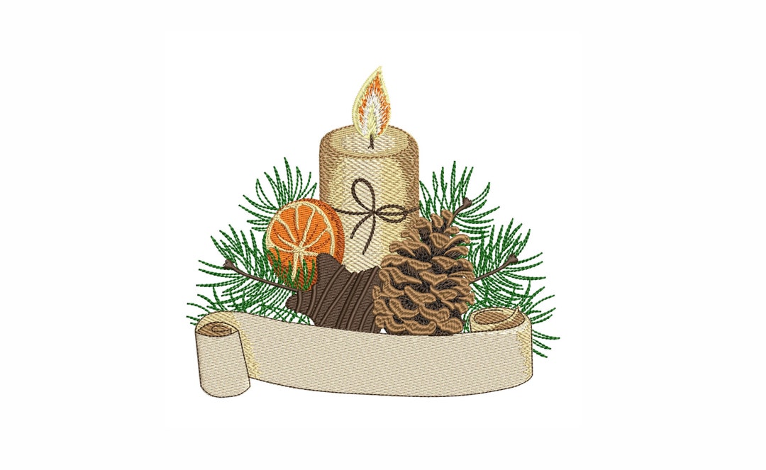 Christmas Candle Machine Embroidery Design. 4 Sizes. Christmas ...