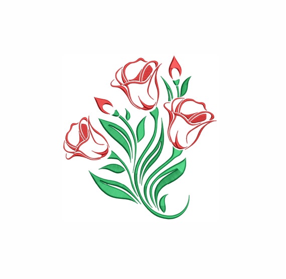 Tulip Machine Embroidery Design. 4 Sizes. Flowers Embroidery - Etsy