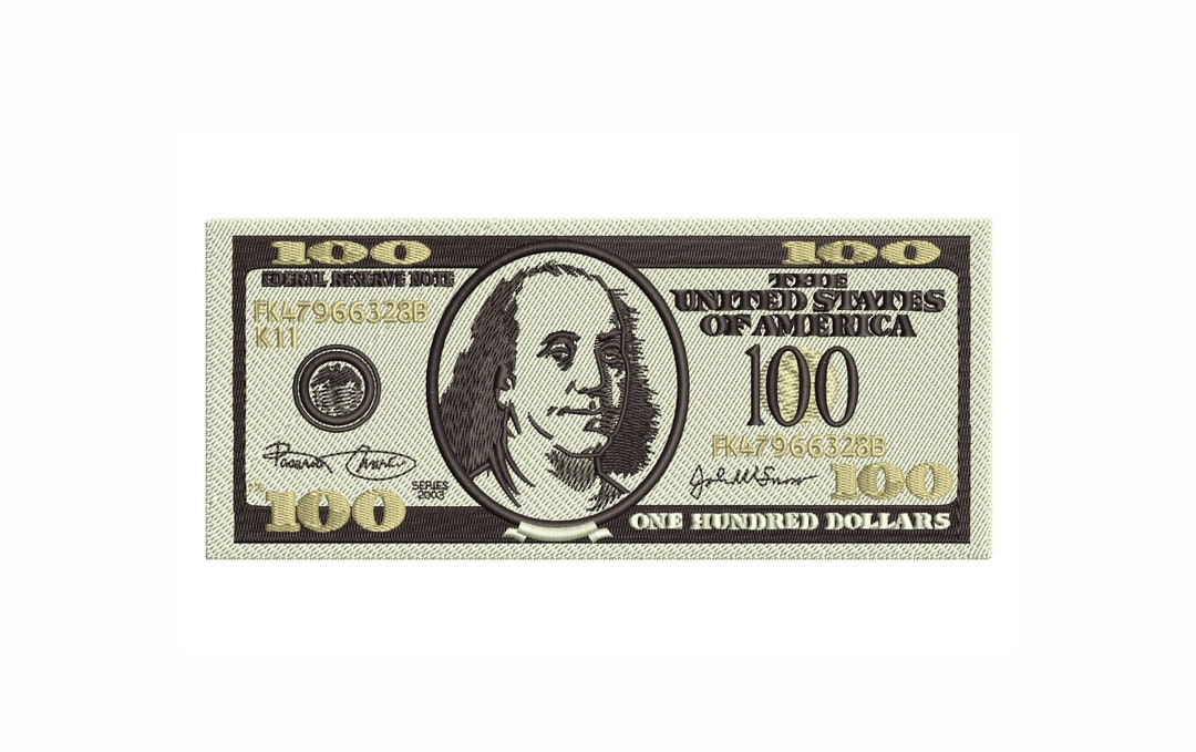 One Hundred Dollars Machine Embroidery Design. 5 Sizes. Money - Etsy