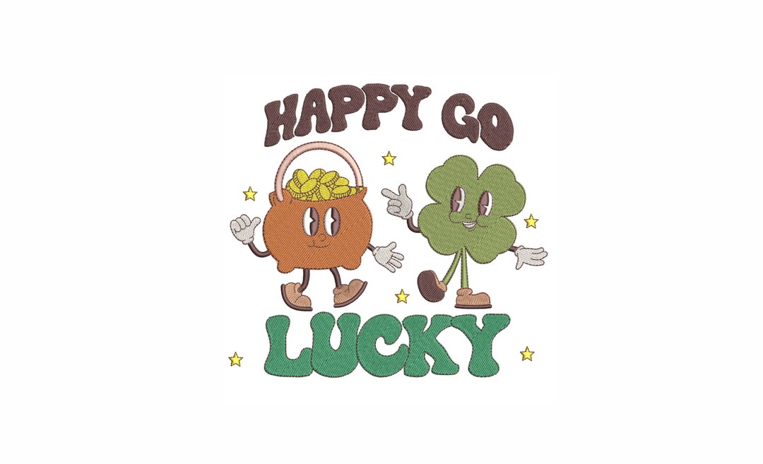 Happy Go Lucky Machine Embroidery Design. 5 Sizes. St. Patrick's Day ...