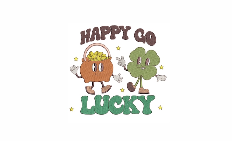 Happy Go Lucky Machine Embroidery Design. 5 Sizes. St. - Etsy