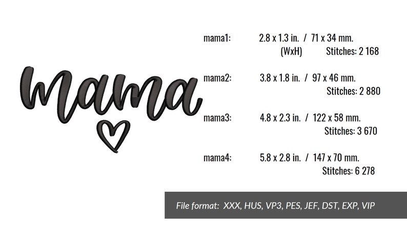 Mama Machine Embroidery Design. 4 Sizes. Mother Embroidery Design - Etsy