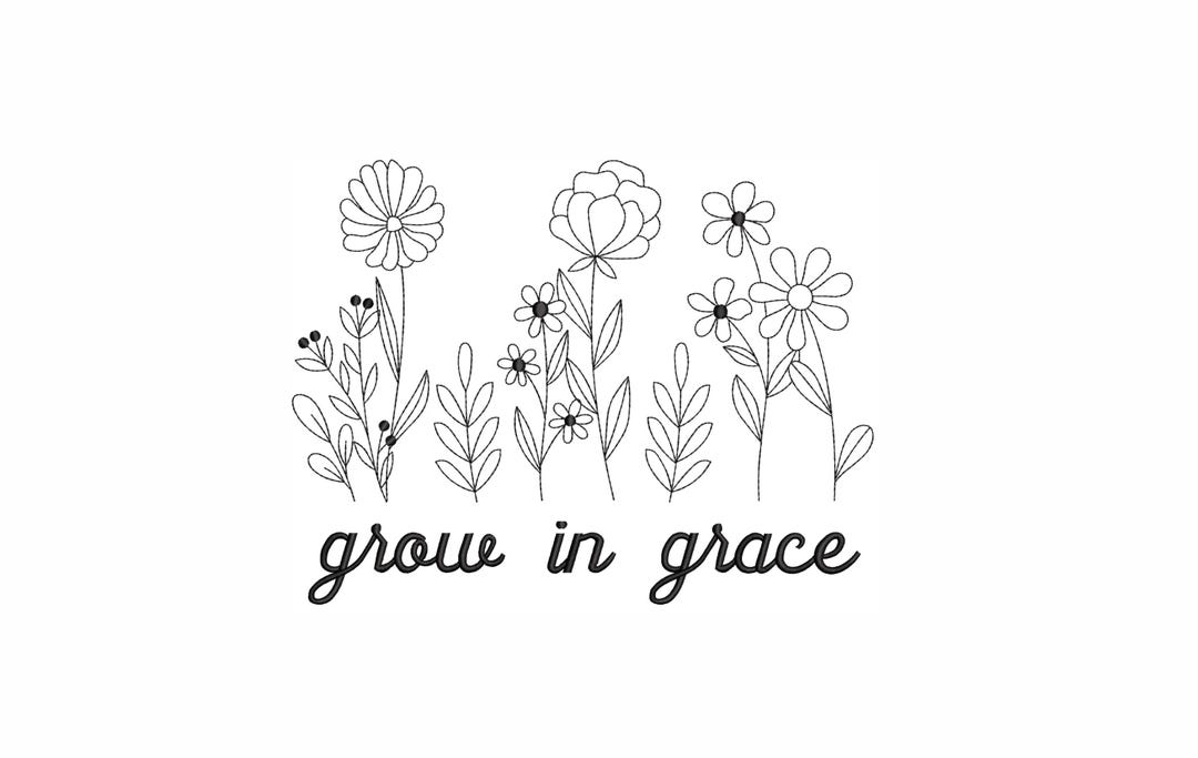 Grown in Grace Machine Embroidery Design. 5 Sizes. Christian Embroidery ...