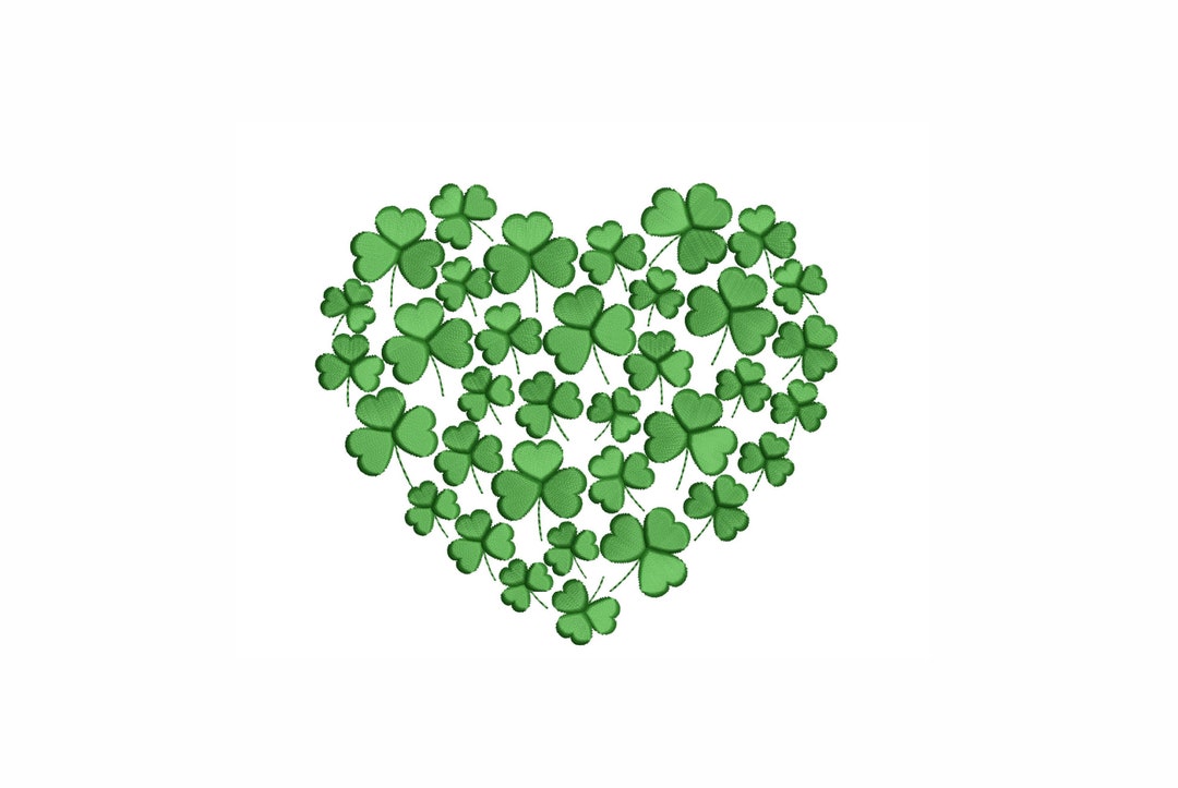 Clover Heart Machine Embroidery Design. 3 Sizes. Heart of Shamrocks St ...