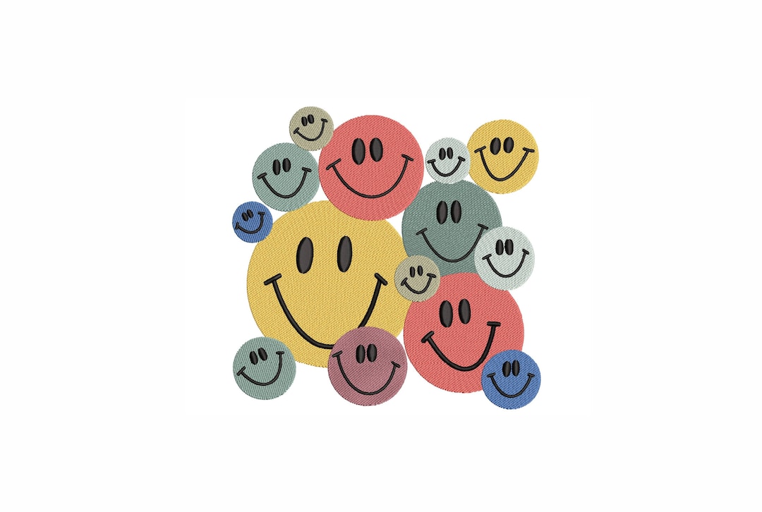 Multi-colored Smile Machine Embroidery Design. 3 Sizes. Multicolored ...