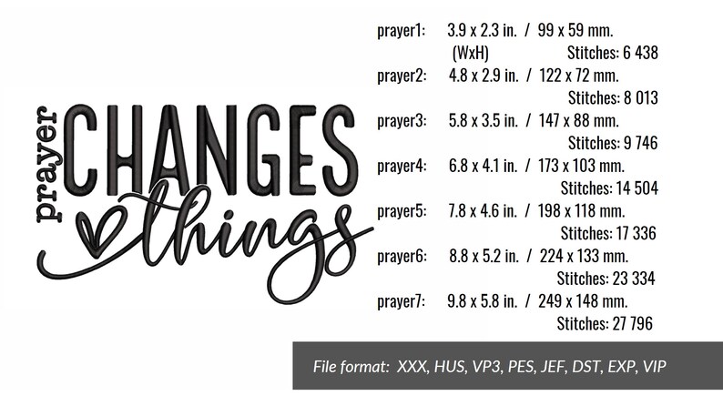 Prayer Changes Things Machine Embroidery Design. 7 Sizes. Christian ...
