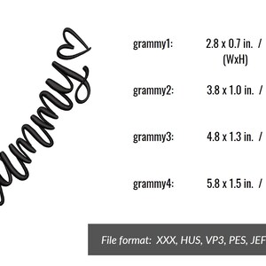 Curved Grammy Machine Embroidery Design. 4 Sizes. Grammy Collar ...