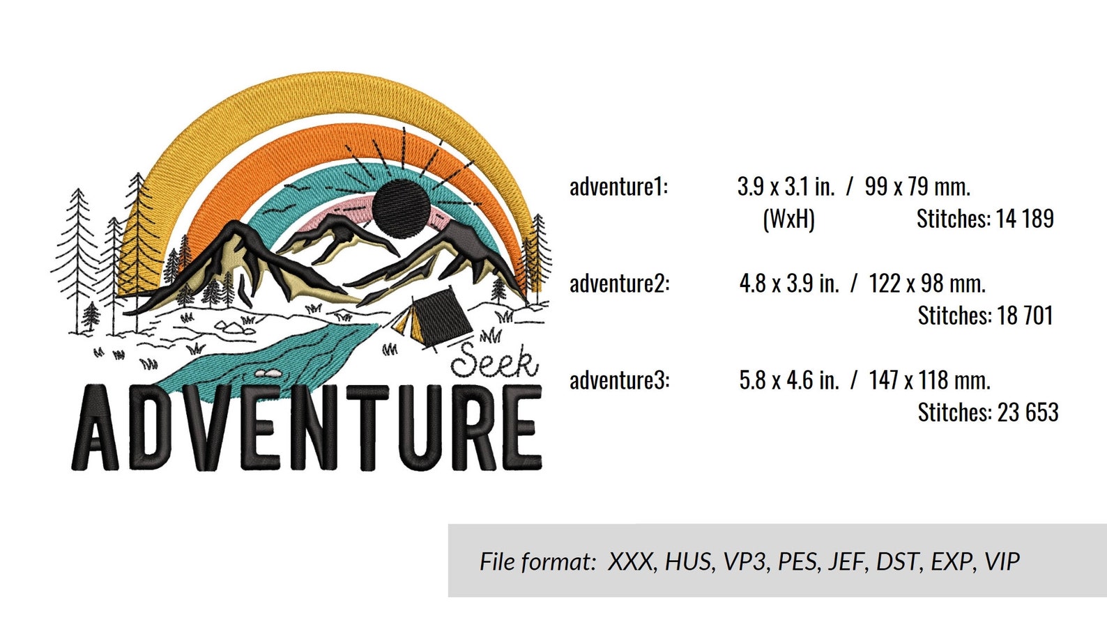 Seek Adventure Machine Embroidery Design. 3 Sizes. Nature Embroidery ...